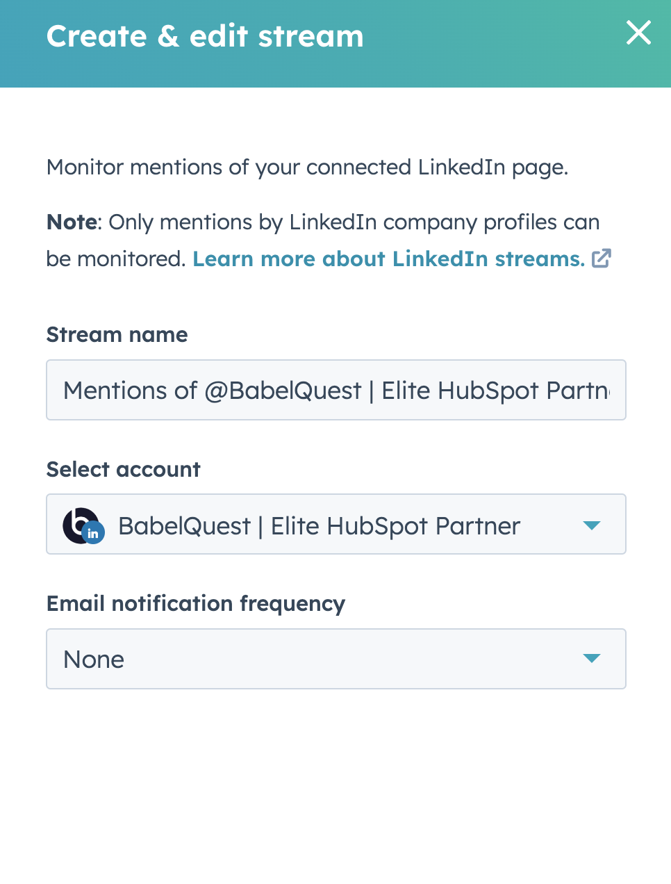 HubSpot Social: How to use streams to manage LinkedIn comments and mentions