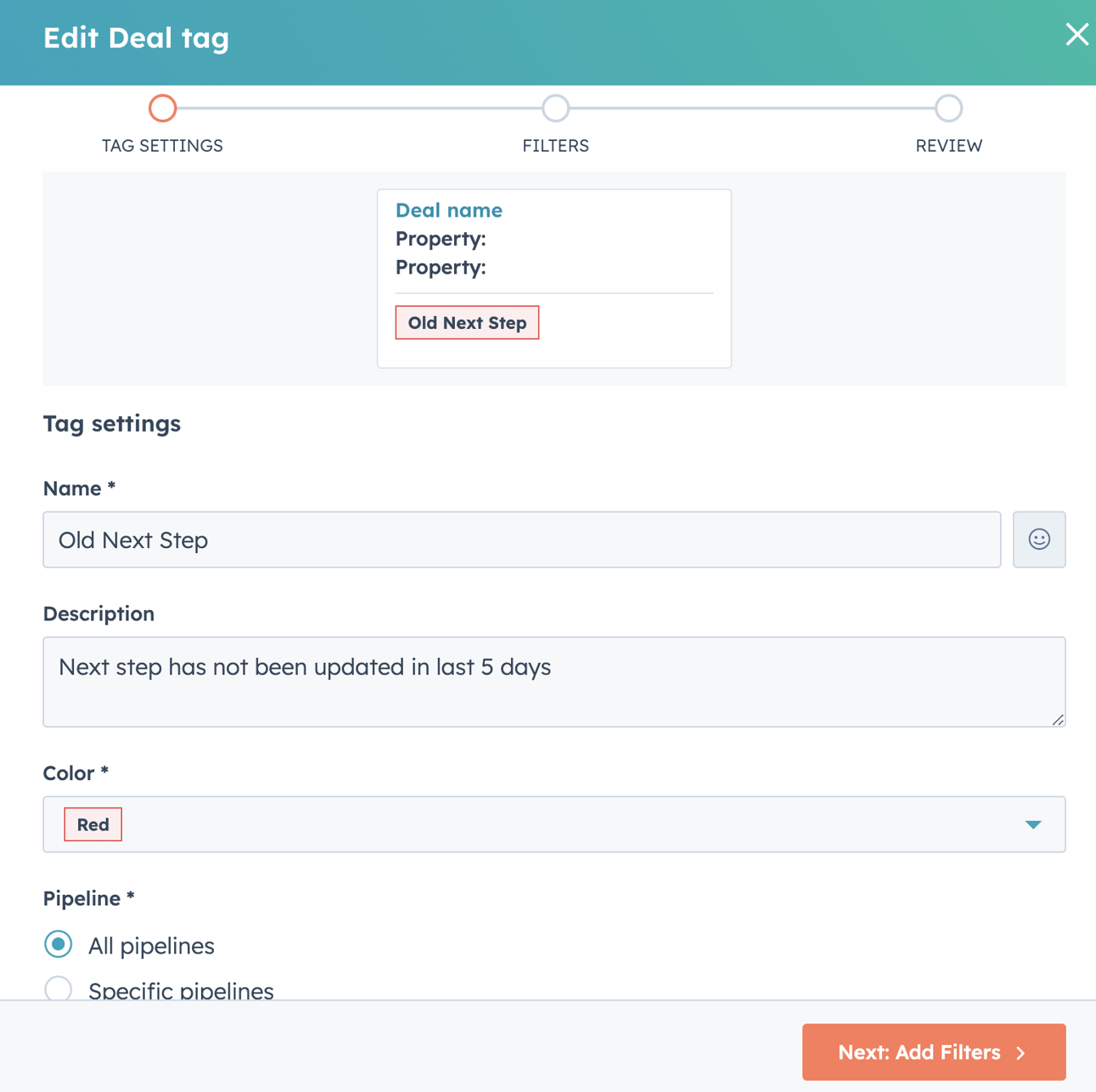 HubSpot Pipelines: How to use deal tags to highlight missing data