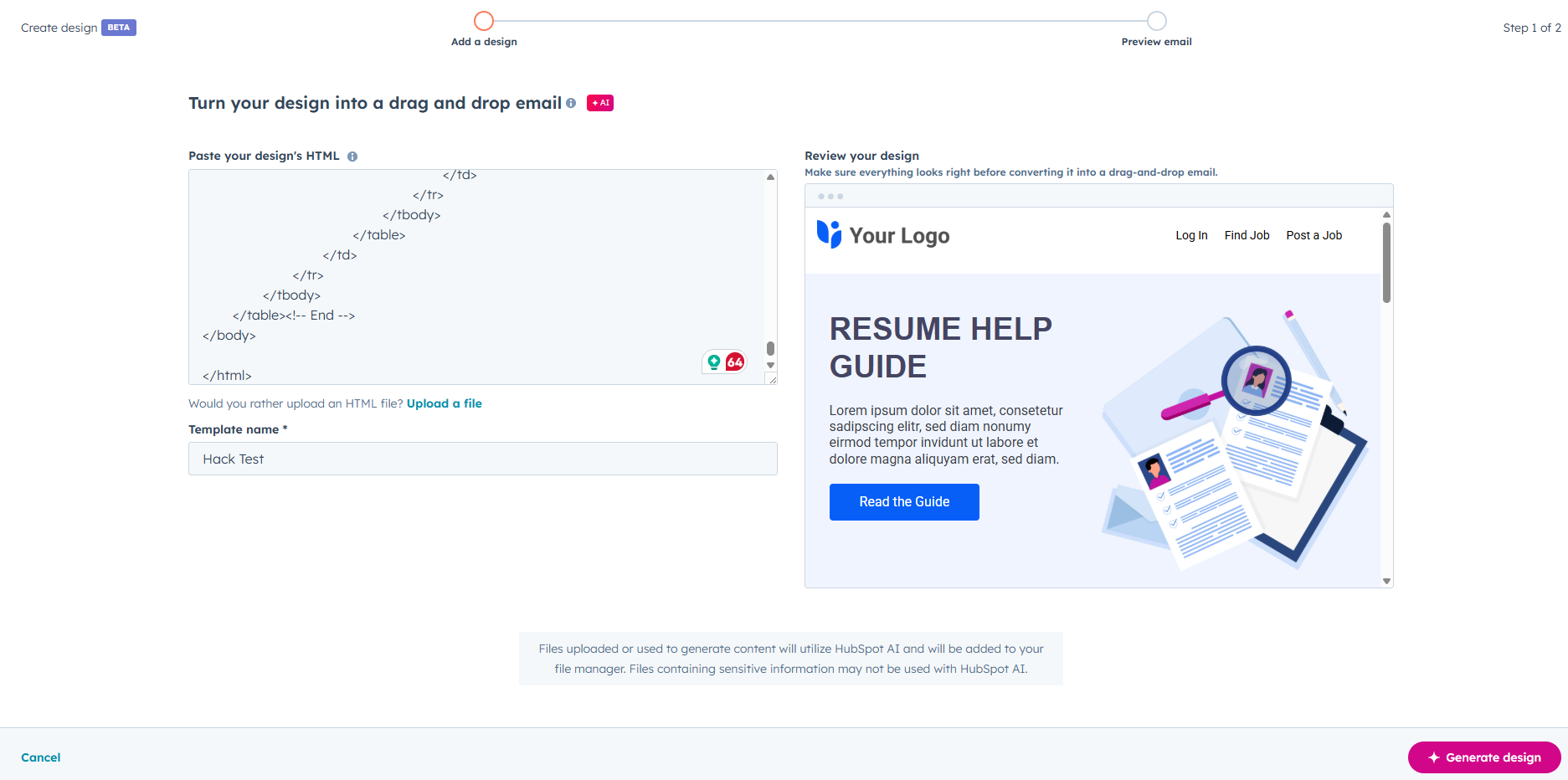HubSpot Hack: Turn Any HTML Email Into a Drag-and-Drop HubSpot Template